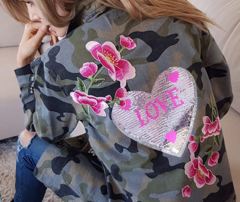 GJCH Camo Heart Jacket Embellished with Patches | Buy Gillian Julius